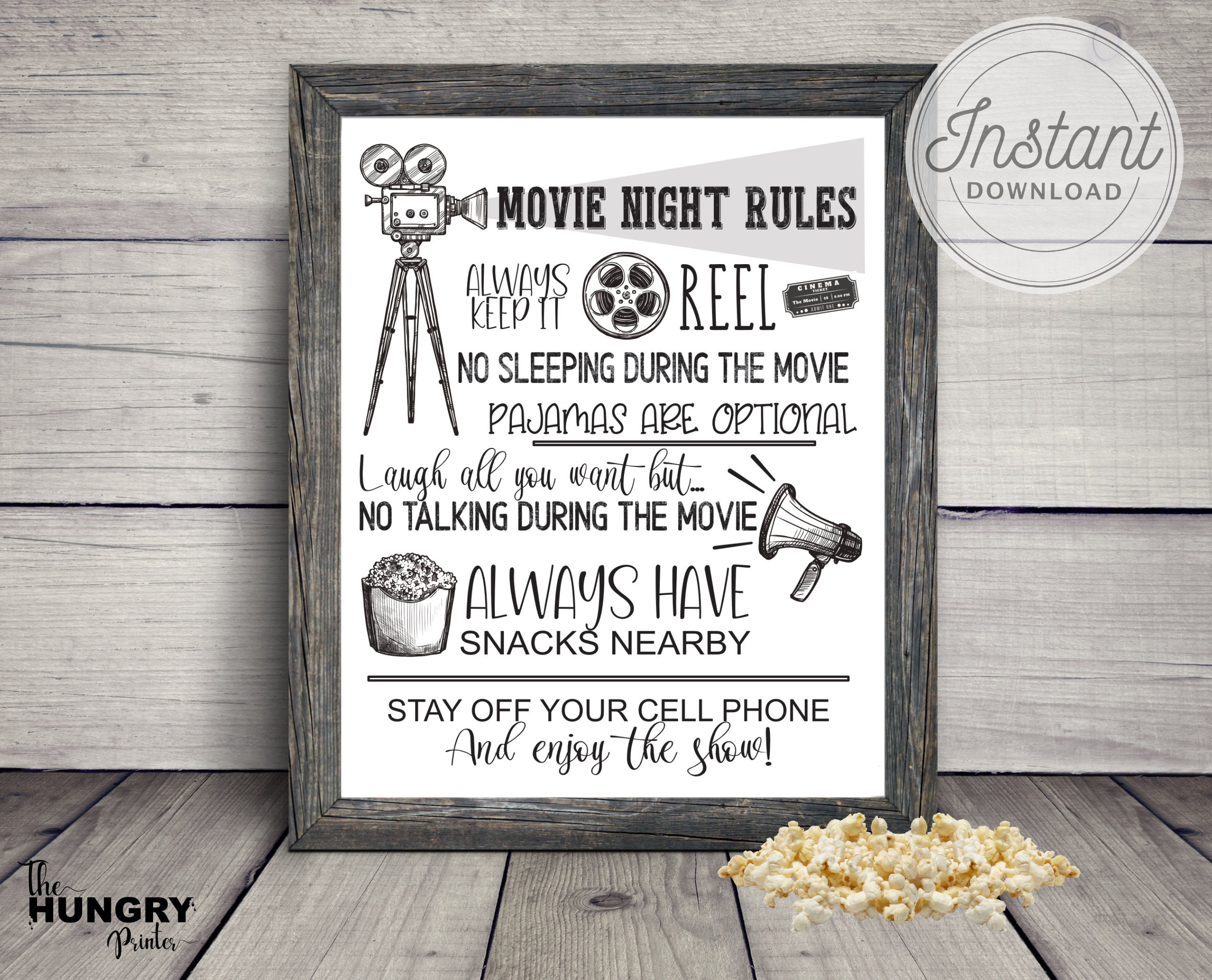 Theater Rules Sign Movie Night Rules Movie Theater Sign Etsy