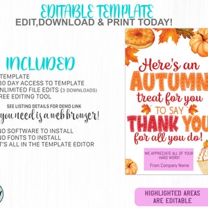 Fall Treat Tags, Fall Appreciation Tags, Autumn Thank You Tags, Fall ...