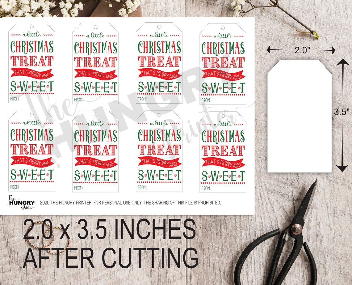 Printable Christmas Tags, Christmas Treat Tags, Printable Christmas ...