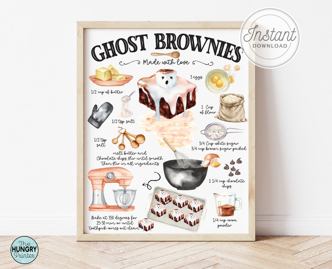 Brownie Recipe, Brownie Printable, Brownie Sign, Halloween Prints ...