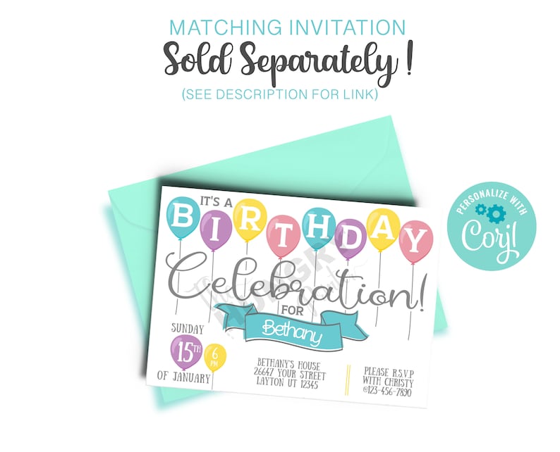 Balloon Cupcake Toppers Birthday Cupcake Toppers Printable | Etsy