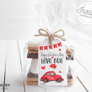 Printable Valentine Tags, Love Bug Tag, Printable Valentine's Day Tags ...