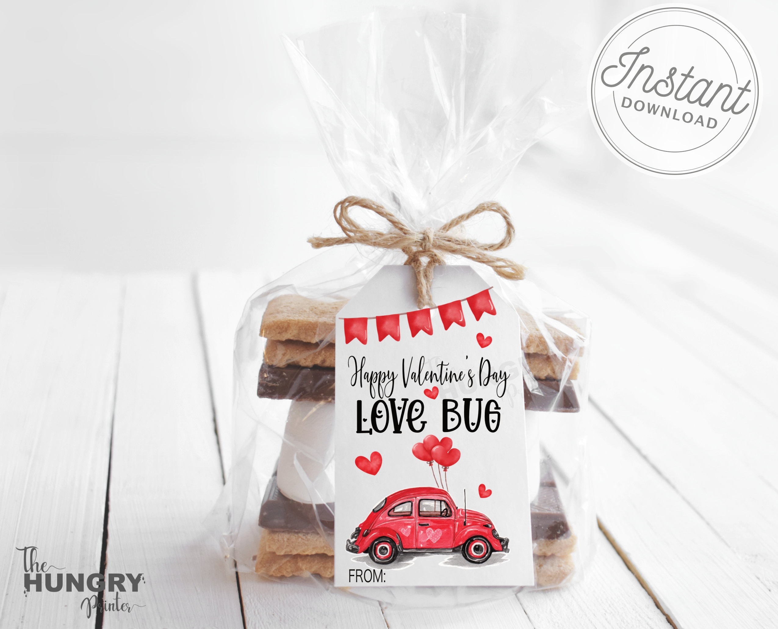 Printable Valentine Tags, Love Bug Tag, Printable Valentine's Day Tags ...
