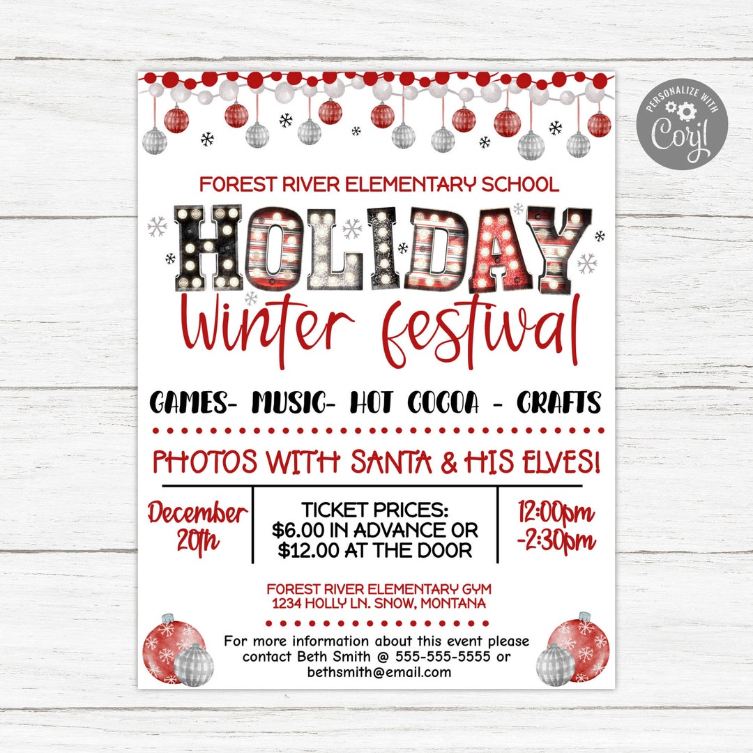 Holiday Festival Flyer, Christmas Festival Flyer, Editable Cristmas ...