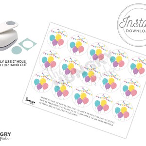 Balloon Cupcake Toppers, Birthday Cupcake Toppers, Printable Cupcake ...