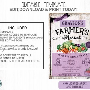 Farmers Market Invitation, Farmers Market Birthday, Farmers Market ...