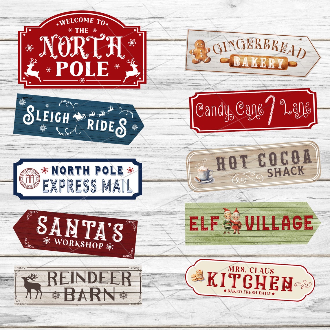 North Pole Directional Sign, Christmas Directional Sign, North Pole ...