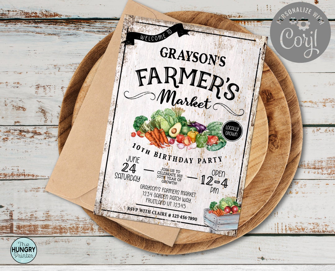 Farmers Market Invitation, Farmers Market Birthday, Farmers Market ...