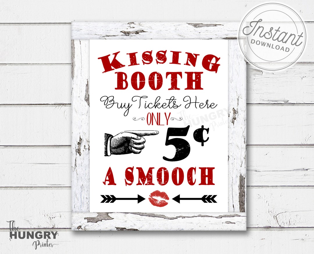 Kissing Booth Sign, Valentine's Sign | Valentine's Day Decor ...