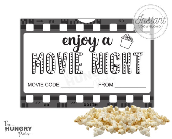 Movie Night Gift Tag Movie Night Tag Printable Movie Ticket | Etsy