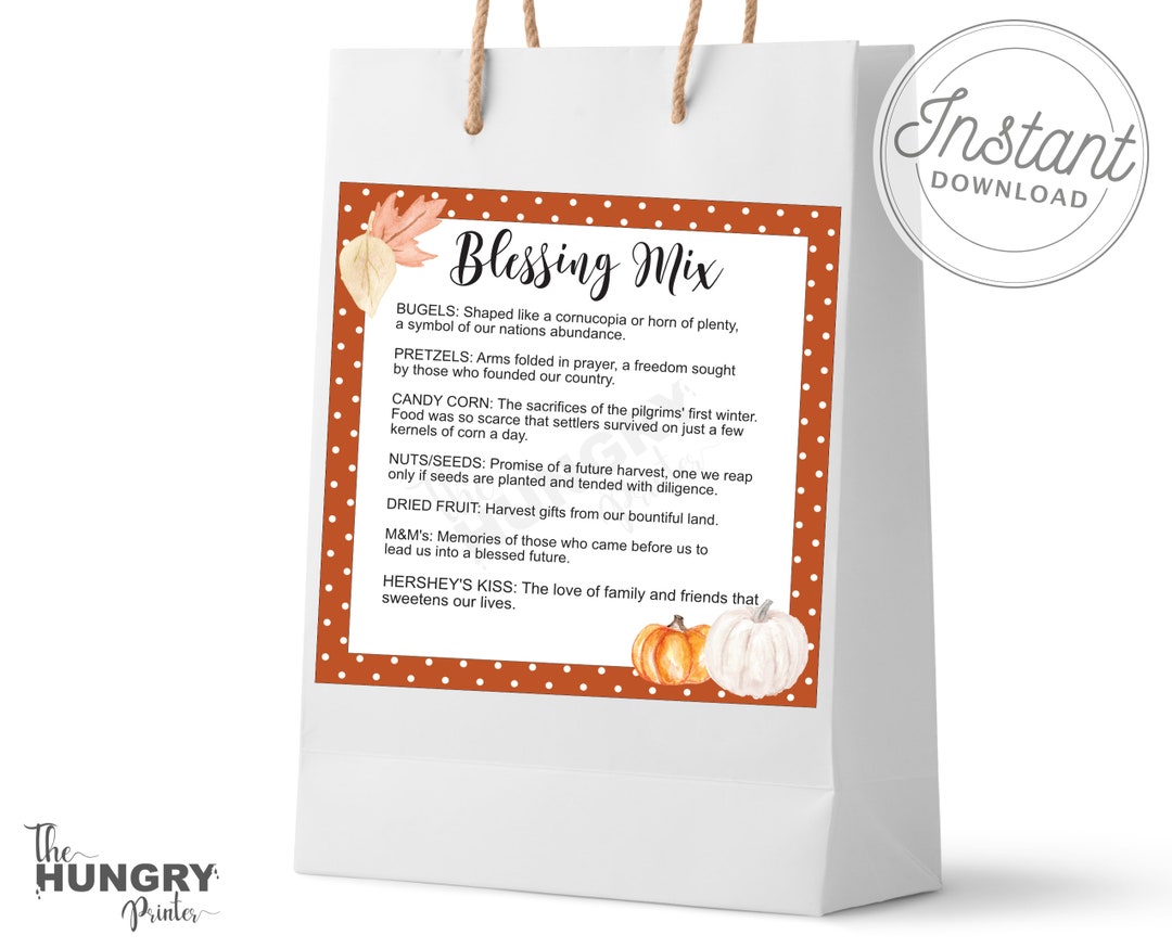 Blessing Mix Label, Thanksgiving Blessing Mix Label, Thanksgiving ...