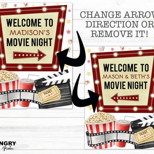 Movie Welcome Sign, Movie Night Sign, Movie Night Birthday Party ...