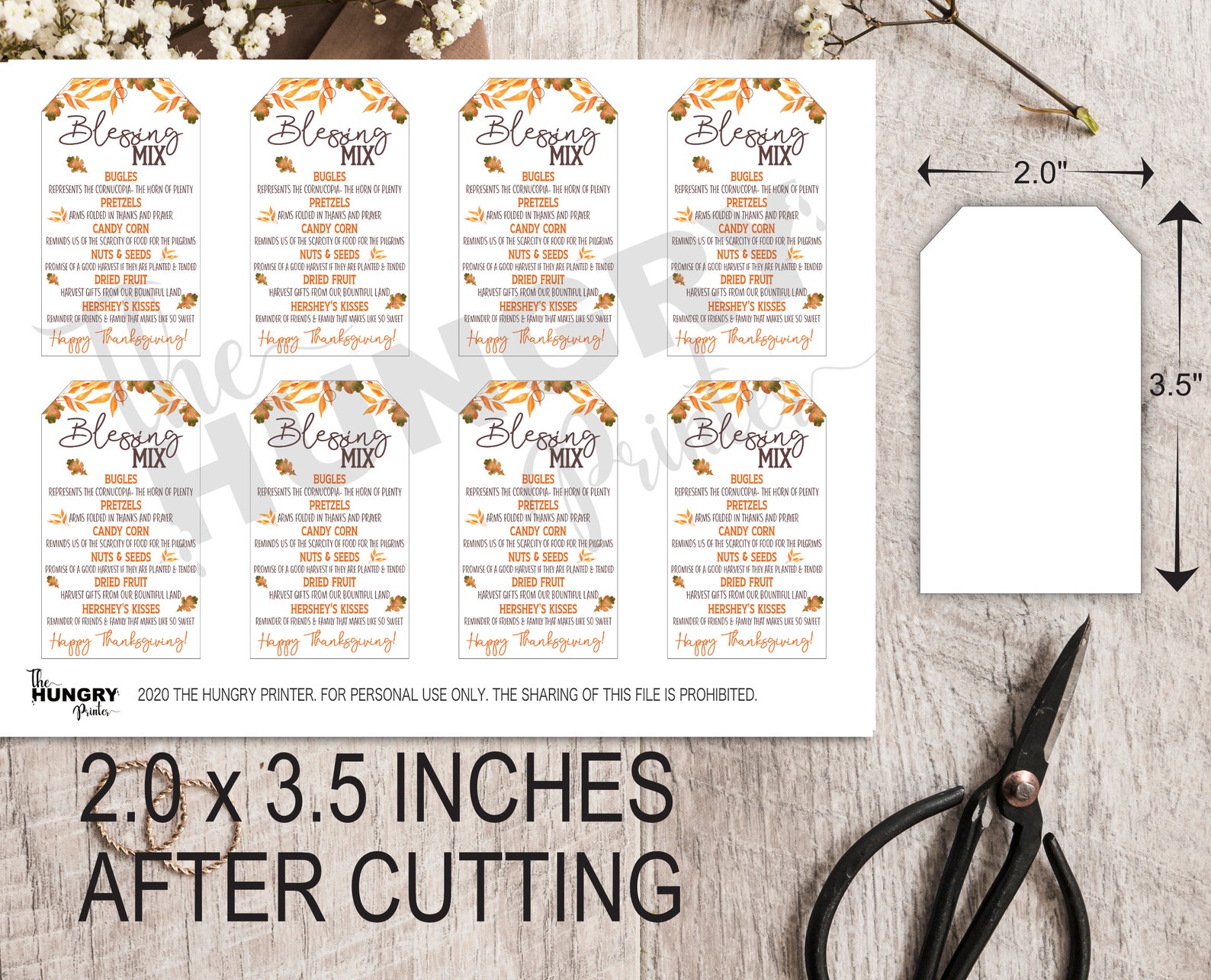 Printable Thanksgiving Gift Tag, Blessing Mix Label, Thanksgiving ...
