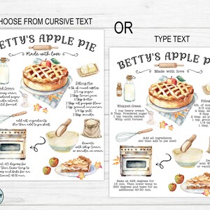 Custom Illustrated Recipe Custom Recipe Personalized Recipe - Etsy