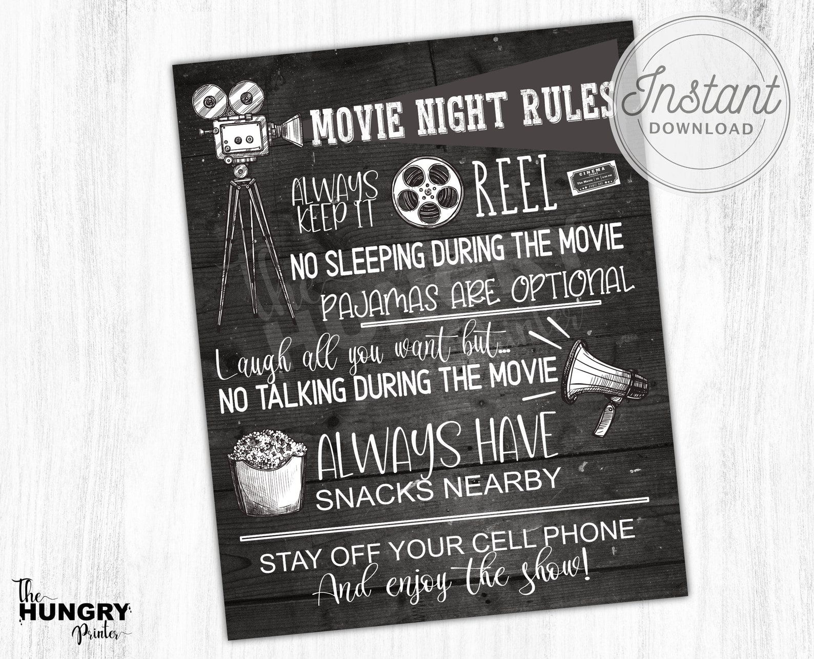 Theater Rules Sign Movie Night Rules Movie Theater Sign - Etsy