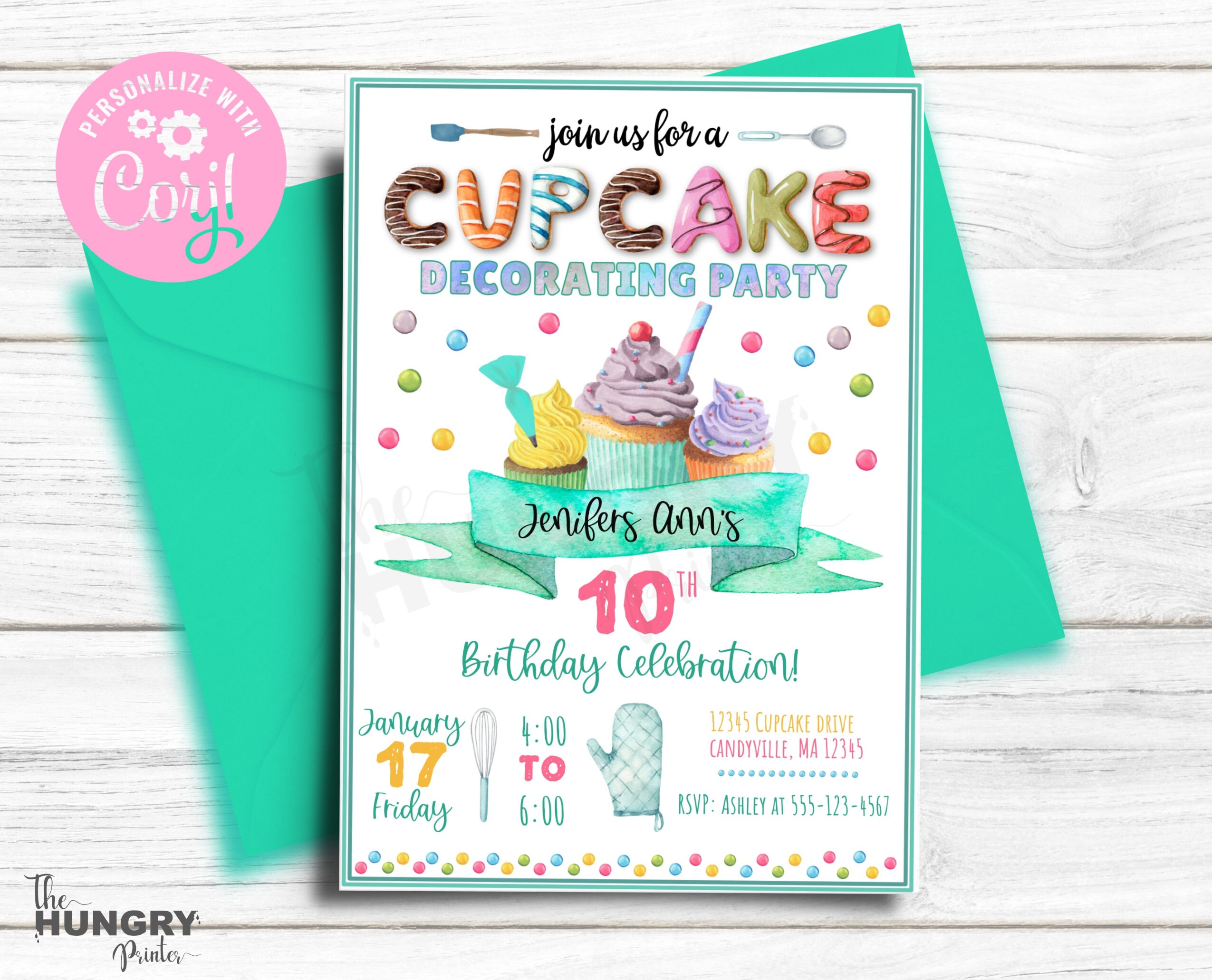 Cupcake Decorating Invitation Cupcake Birthday Invitation | Etsy