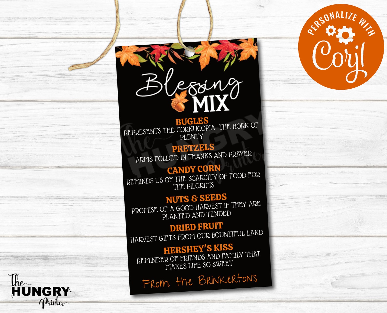 Blessing Mix Label Printable Thanksgiving Treat Tag - Etsy
