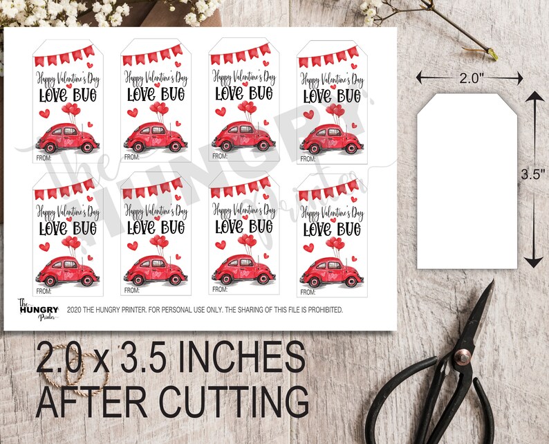 Printable Valentine Tags Love Bug Tag Printable - Etsy