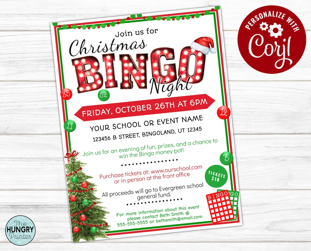 Christmas Bingo Flyer Holiday Bingo Flyer Bingo Night Flyer - Etsy