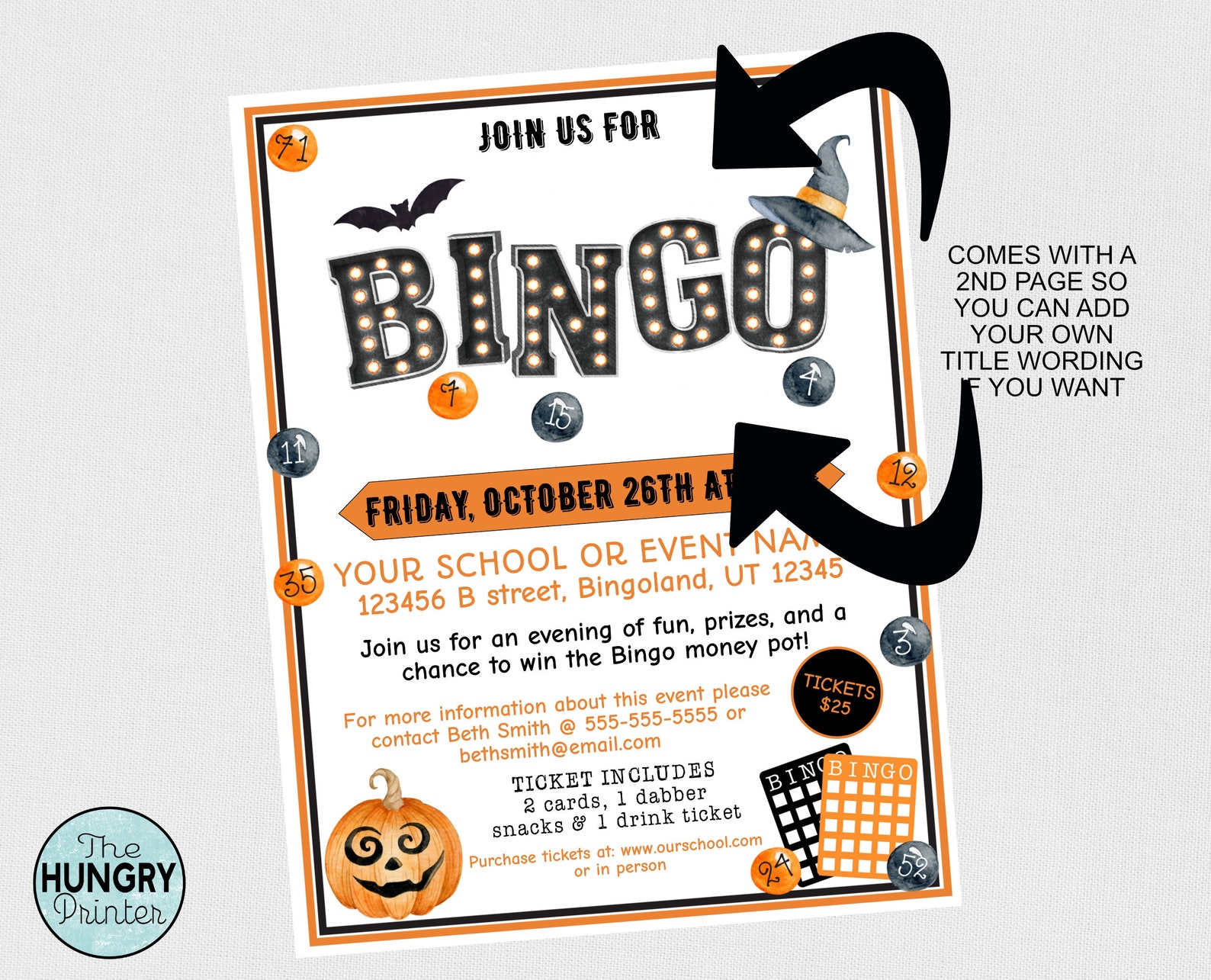 Bingo Night Flyer Bingo Fundraiser Flyer Bingo Invitation - Etsy