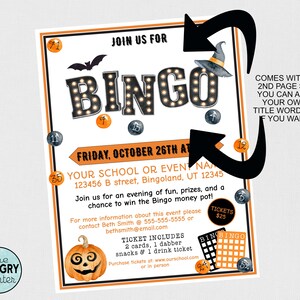Bingo Night Flyer, Bingo Fundraiser Flyer, Bingo Invitation, School ...