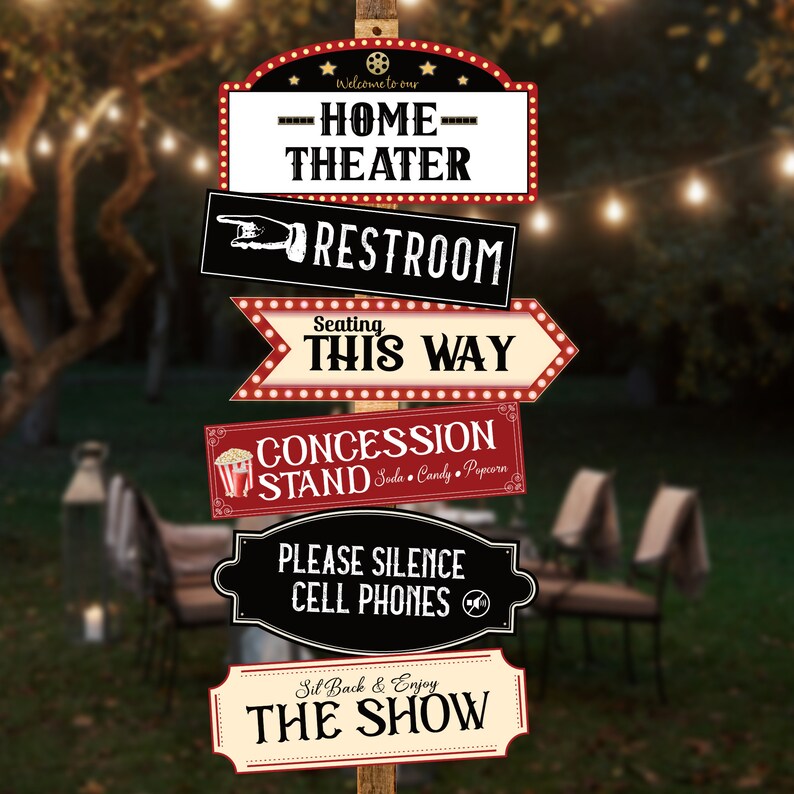 Movie Night Directional Sign Printable (digital Download) - Etsy