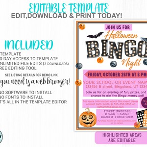 Bingo Night Flyer, Bingo Fundraiser Flyer, Bingo Invitation, School ...