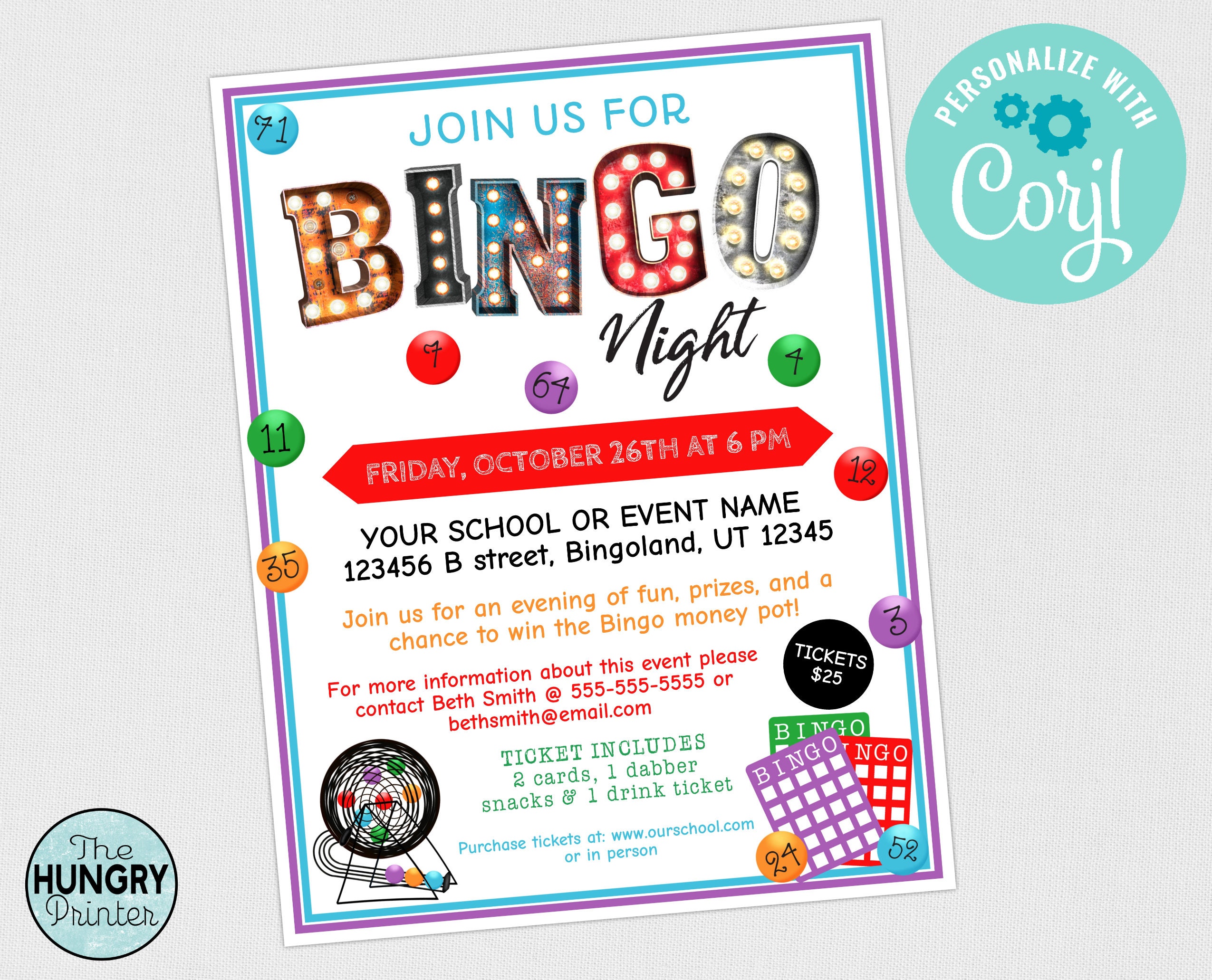 Bingo Night Flyer Back to School Bingo Bingo Fundraiser - Etsy