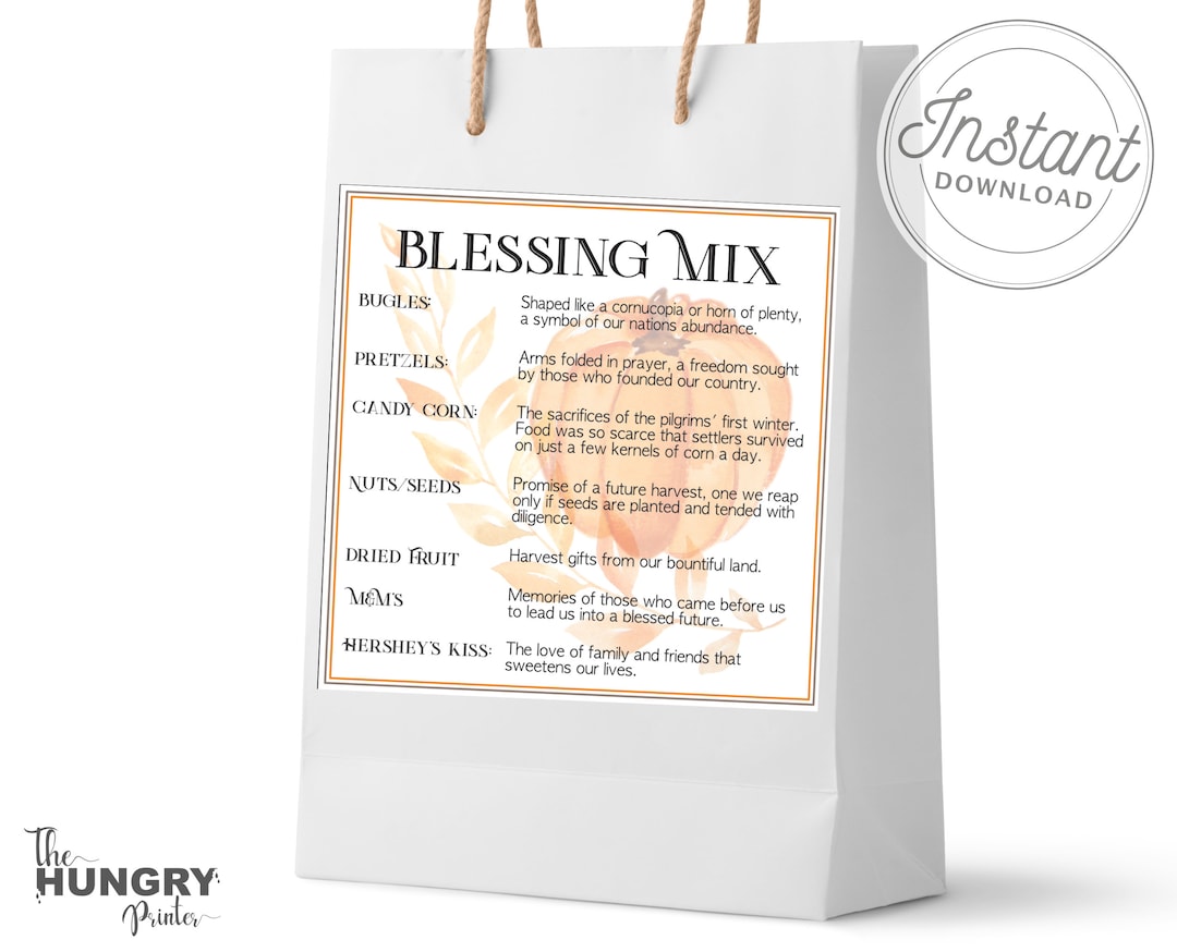 Blessing Mix Label, Thanksgiving Blessing Mix Label, Thanksgiving ...