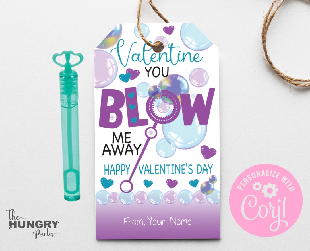 Editable Valentine Bubble Favor Tag, Classroom Valentines (digital ...