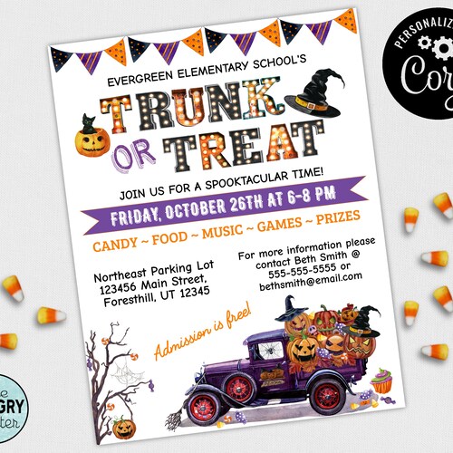 EDITABLE Trunk or Treat Flyer/invitation Printable Halloween - Etsy