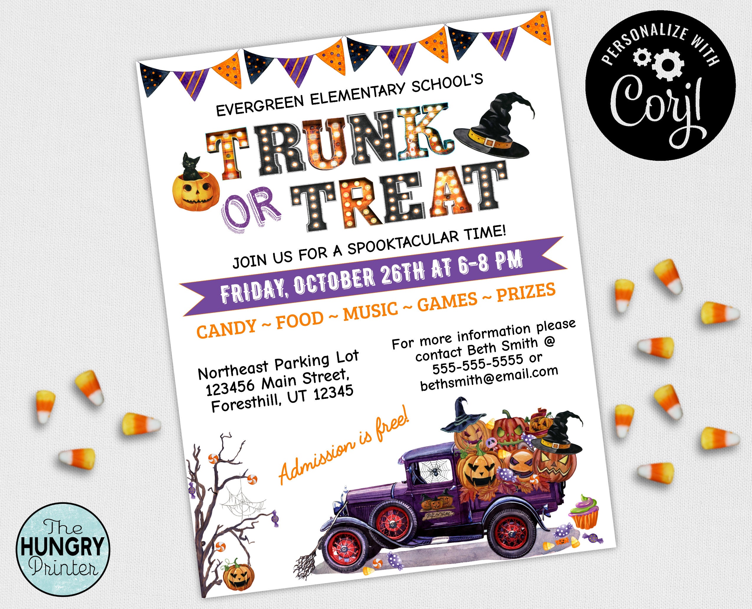 Trunk or Treat Flyer Trunk or Treat Invite Halloween Event - Etsy