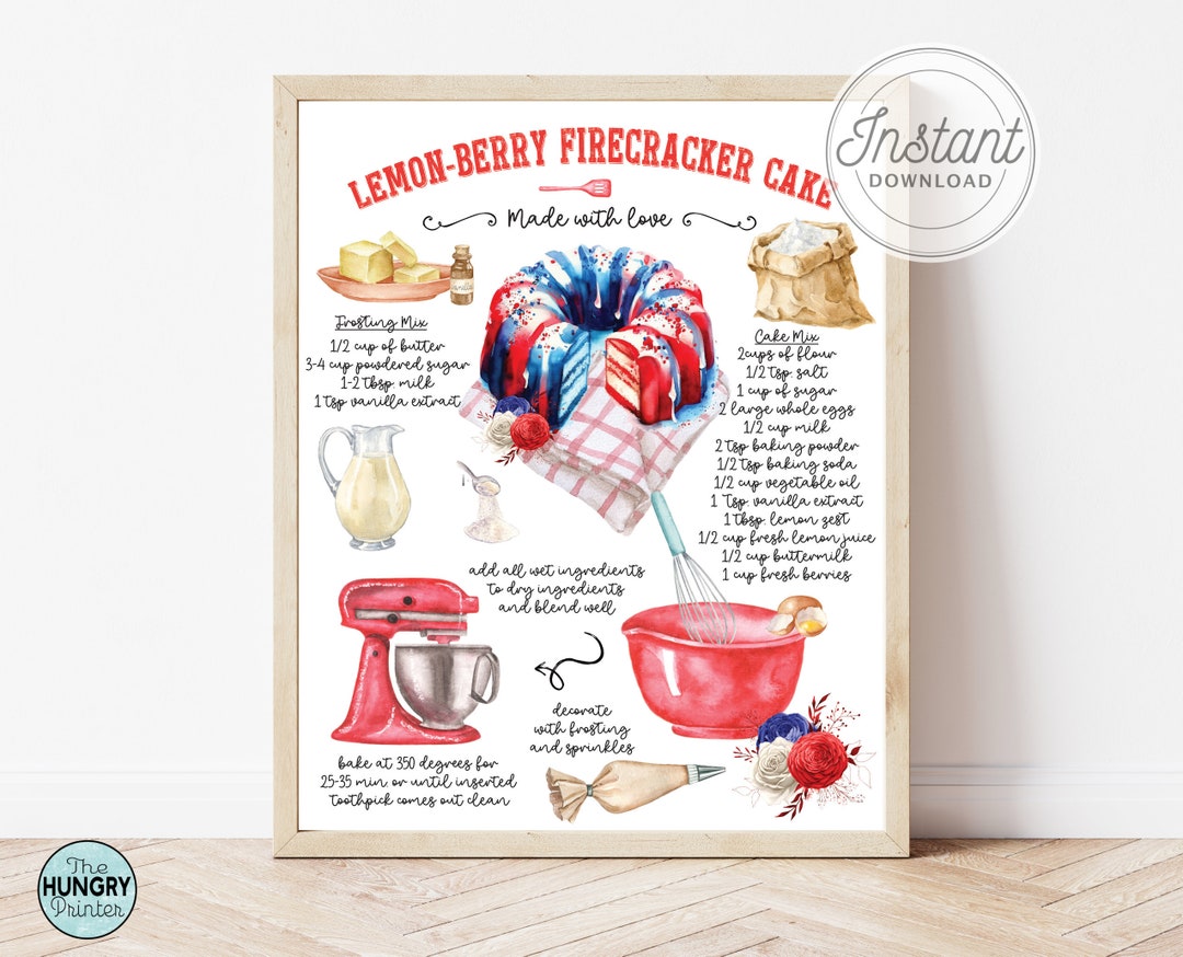 Lemon-berry Firecracker Cake Recipe Print (digital Download) - Etsy