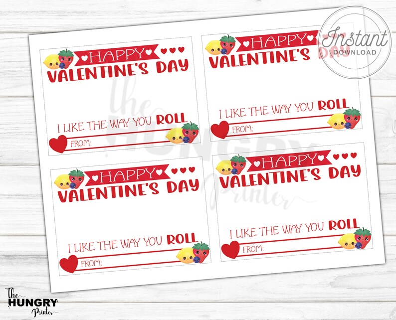 Fruit Rollup Valentine Valentine Fruit Snack Card School - Etsy
