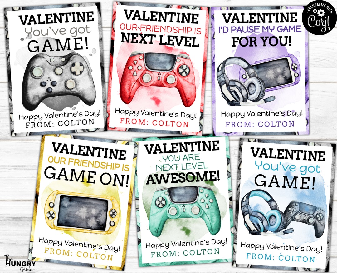 Gamer Valentine Cards, School Valentine Cards, Editable Valentines ...