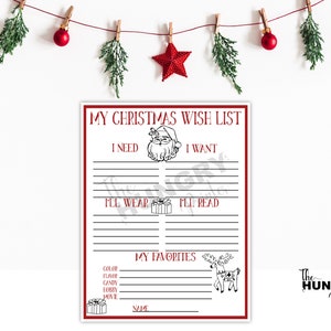 Printable Christmas List, Christmas Coloring Pages, Wish List Printable ...