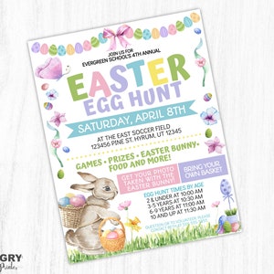 Easter Egg Hunt Flyer, Easter Egg Hunt Invitation, Easter Community ...