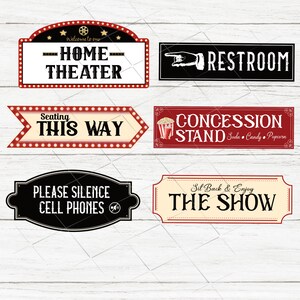 Movie Night Party Directional Sign, Movie Night Sign, Home Cinema Sign ...