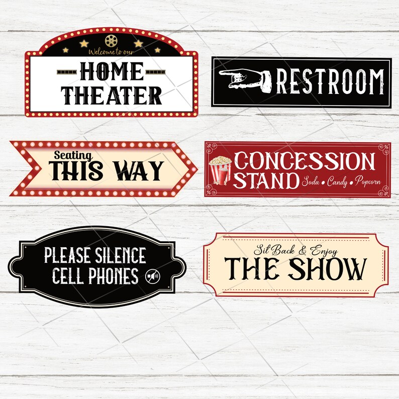 Movie Night Directional Sign Printable (digital Download) - Etsy