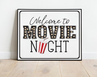 Movie Night Sign, Movie Night, Popcorn Sign, Movie Night Party, Movie ...