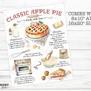 Apple Pie Print, Apple Pie Recipe, Pie Print, Thanksgiving Printable ...