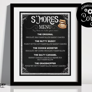S'mores Menu, Editable Smores Menu, S'mores Bar Sign, S'mores Bar ...