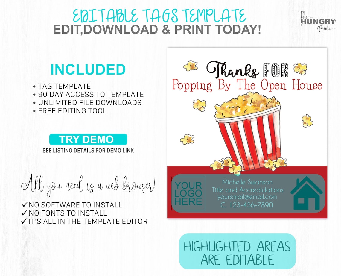 Thanks for Popping By Open House Tagspopcorn Pop By Pop by - Etsy