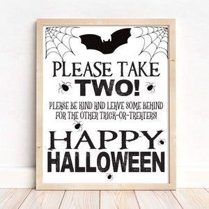 Trick or Treat Sign, Please Take One Sign, Trick or Treat Print ...