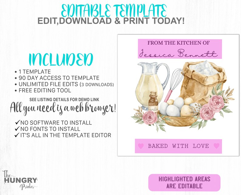 Printable Baking Labels Editable Baking Labels From the - Etsy