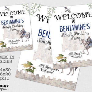 Knight Welcome Sign, Knight Centerpieces, Knight Birthday Party Sign ...