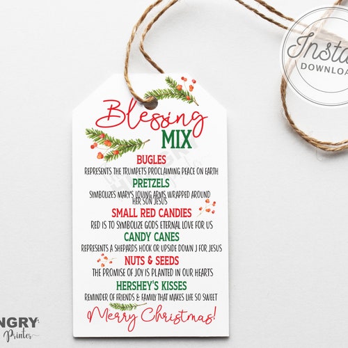 Printable Christmas Tags Blessing Mix Label Christmas - Etsy