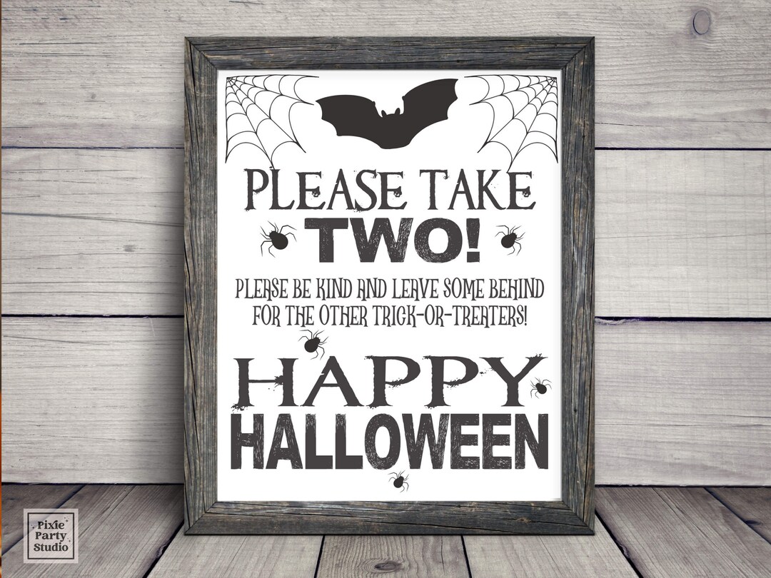 Halloween Trick or Treat Sign, Printable Door Decor (digital Download ...