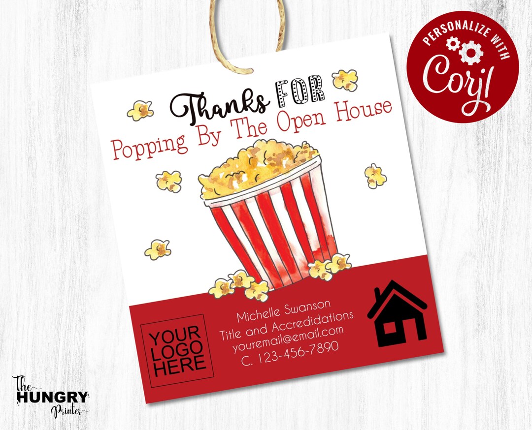 Thanks for Popping By, Open House Tags,popcorn Pop By, Pop by Tags ...