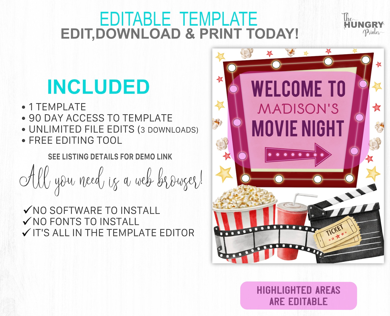 Movie Welcome Sign Movie Night Sign Movie Night Birthday - Etsy Australia